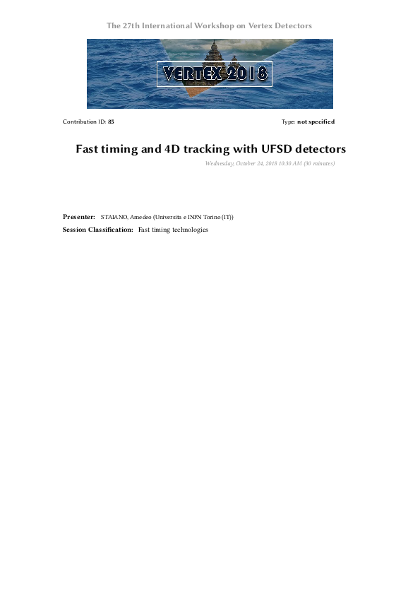 (PDF) 4D Tracking and Fast Timing with UFSD Detectors