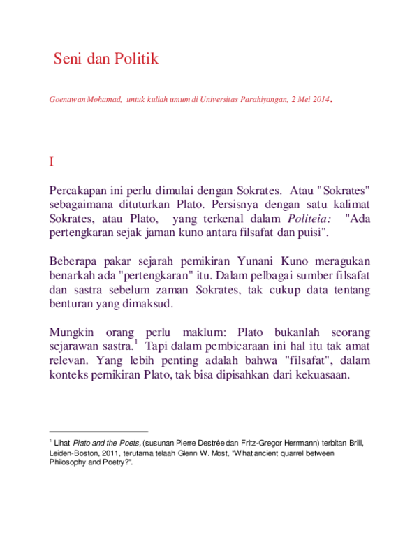 (PDF) Seni dan Politik