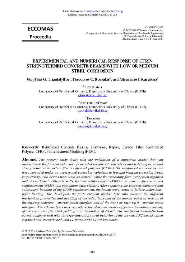 (PDF) Experimental and Numerical Response of CFRP-Strengthened Concrete Beams with Low or Medium ...