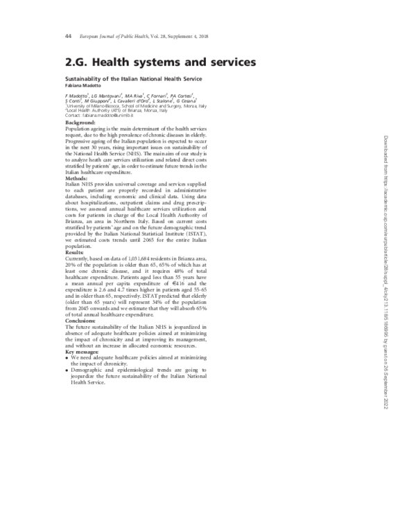 (PDF) Sustainability of the Italian National Health Service | Carla ...