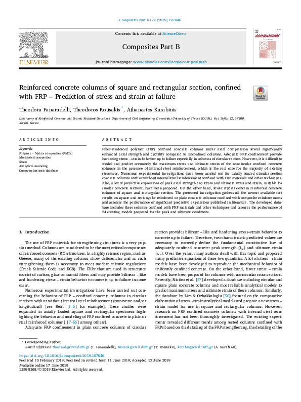 Pdf Reinforced Concrete Columns Of Square And Rectangular Section Confined With Frp