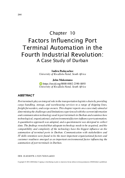 (PDF) Factors Influencing Port Terminal Automation in the Fourth ...
