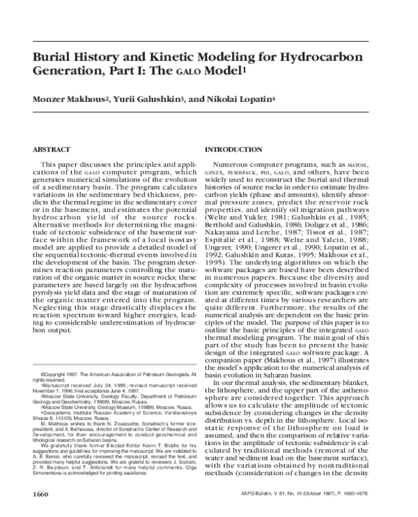 (PDF) Burial History and Kinetic Modeling for Hydrocarbon Generation ...