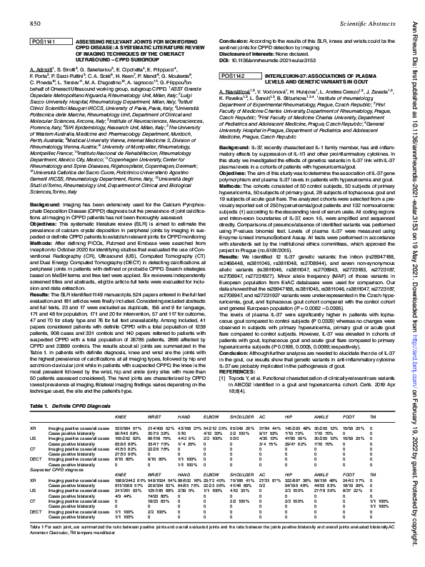 (PDF) POS1141 ASSESSING Relevant Joints for Monitoring CPPD Disease: A ...