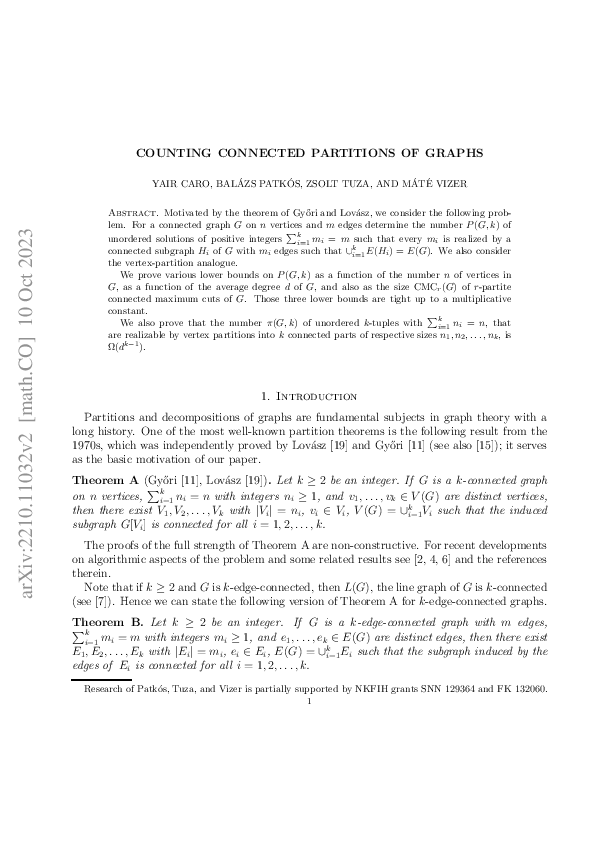 Pdf Counting Connected Partitions Of Graphs