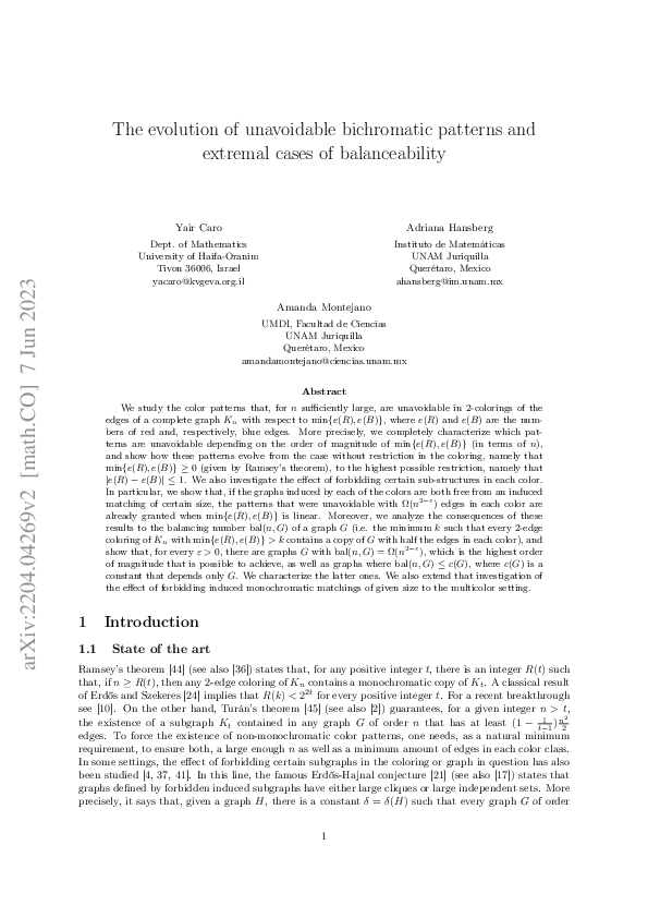 (PDF) The evolution of unavoidable bi-chromatic patterns and extremal ...