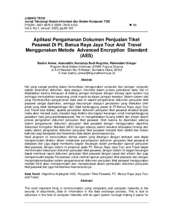 (PDF) Aplikasi Pengamanan Dokumen Penjualan Tiket Pesawat Di Pt. Benua ...