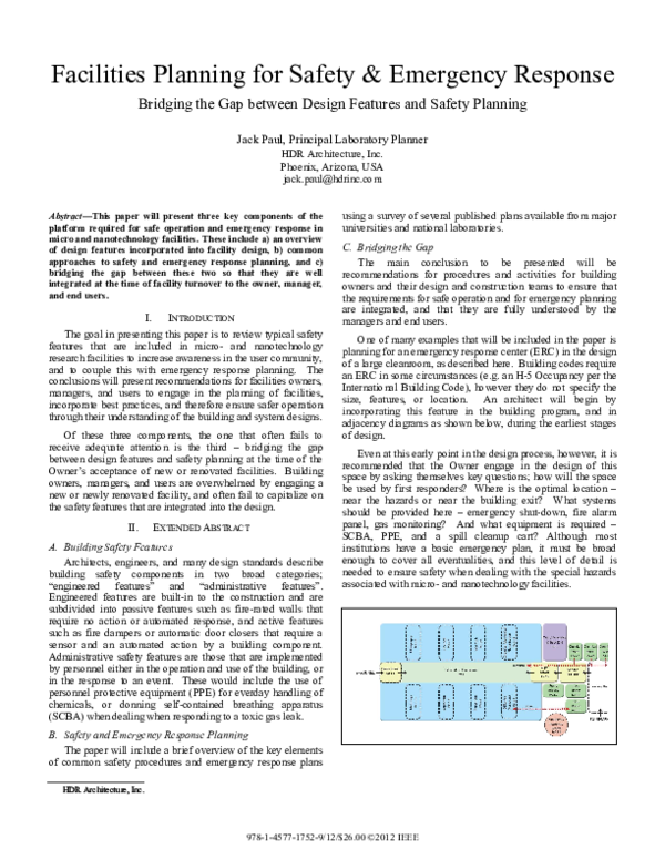 (PDF) Facilities Planning for Safety & Emergency Response: Bridging the ...