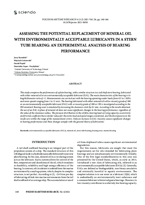 (PDF) Assessing the Potential Replacement of Mineral Oil with ...