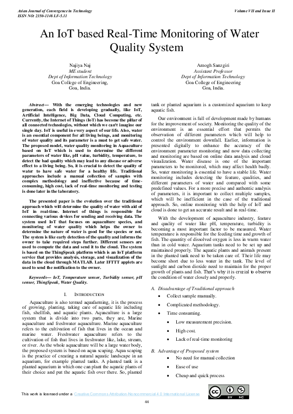 (PDF) An IoT based Real-Time Monitoring of Water Quality System (PDF) An IoT based Real-Time Monitoring of Water Quality System