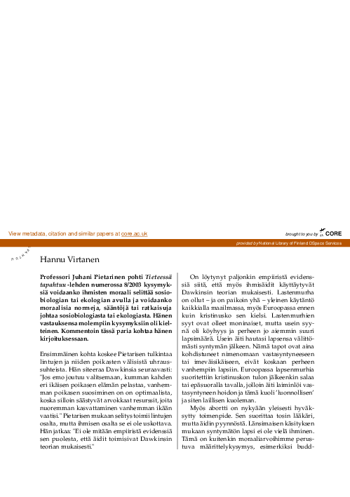 (PDF) Biologia ja moraali