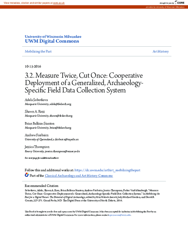 (PDF) 3.2. Measure Twice, Cut Once: Cooperative Deployment of a ...
