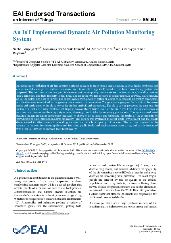 (PDF) An IoT Implemented Dynamic Air Pollution Monitoring System