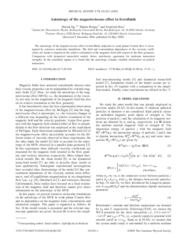 (PDF) Anisotropy of the magnetoviscous effect in ferrofluids