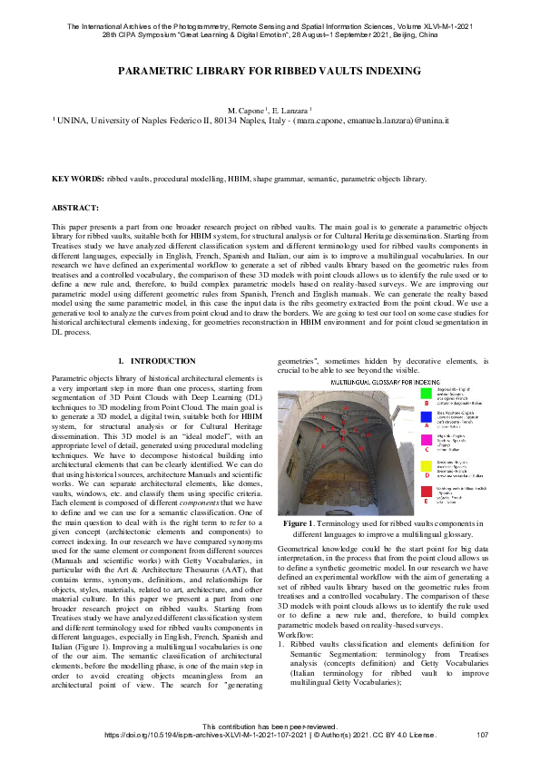 (PDF) Parametric Library for Ribbed Vaults Indexing