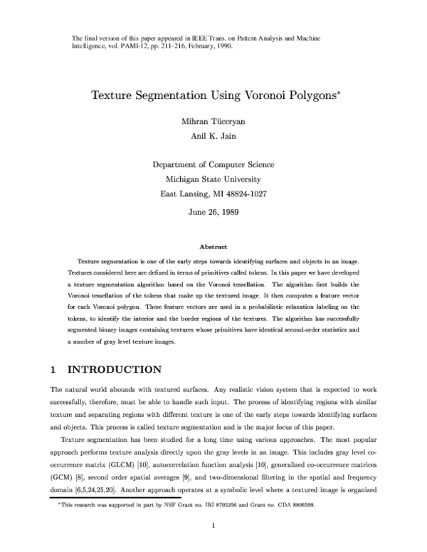 (PDF) Texture segmentation using Voronoi polygons