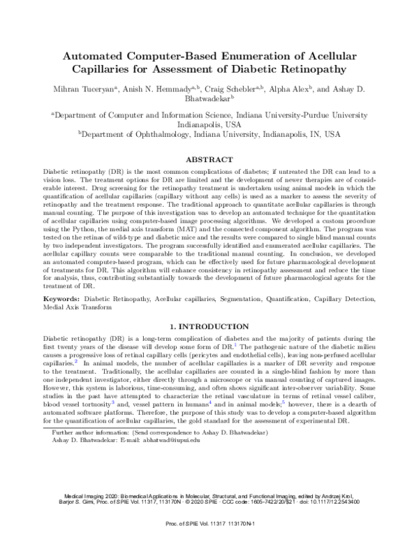 Pdf Automated Computer Based Enumeration Of Acellular Capillaries For