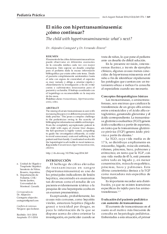(PDF) [The child with hypertransaminasemia: what's next?]