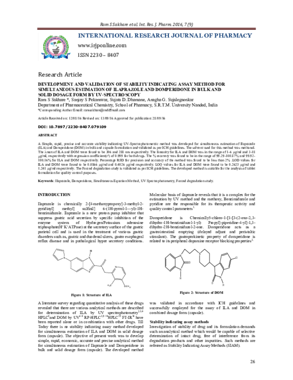 (PDF) Development and Validation of Stability Indicating Assay Method for Simultaneous ...