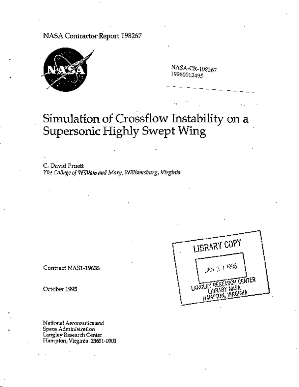 (PDF) Simulation of crossflow instability on a supersonic highly swept wing