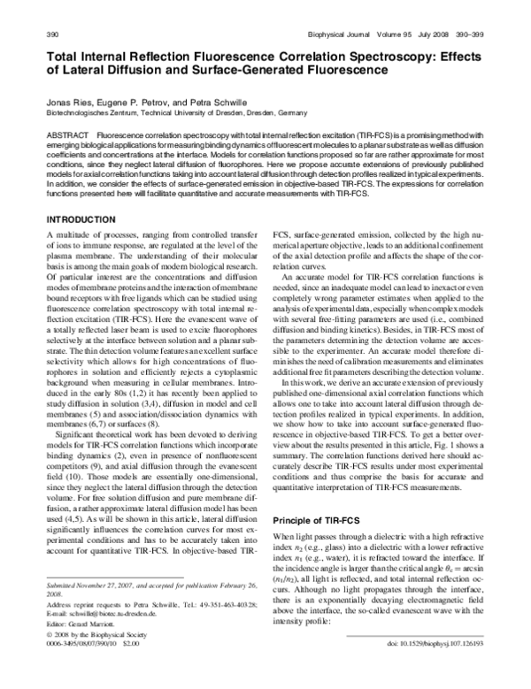(PDF) Total Internal Reflection Fluorescence Correlation Spectroscopy ...