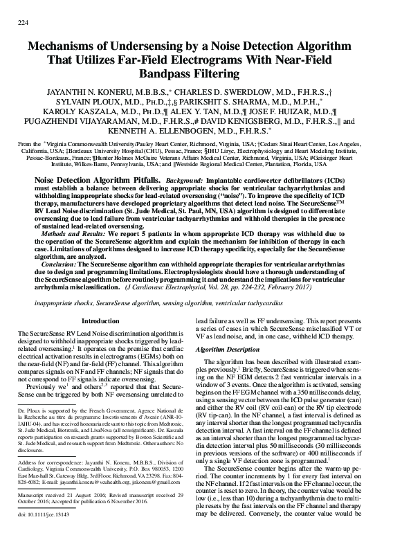 (PDF) Mechanisms of Undersensing by a Noise Detection Algorithm That ...
