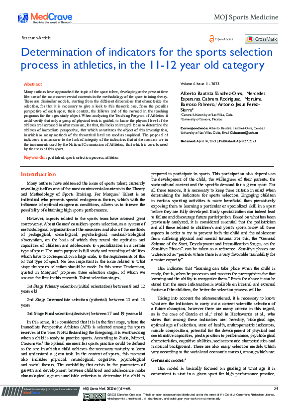 (PDF) Determination of indicators for the sports selection process in ...