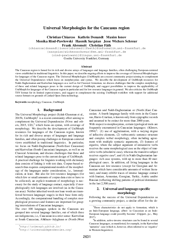 (PDF) Universal Morphologies for the Caucasus region