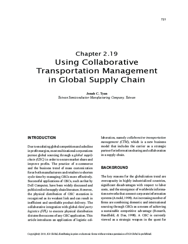 (PDF) Using Collaborative Transportation Management in Global Supply Chain
