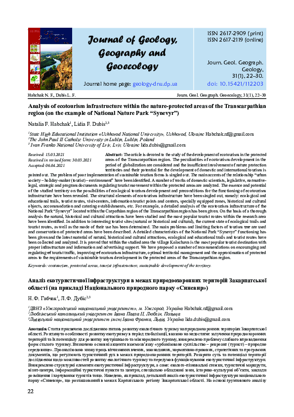 (PDF) Analysis of ecotourism infrastructure within the nature-protected ...
