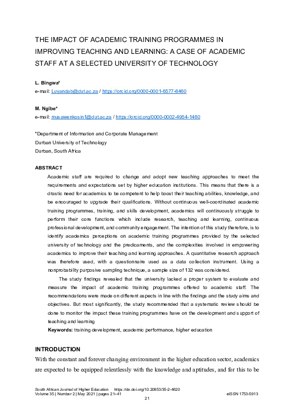(PDF) The impact of academic training programmes in improving teaching ...