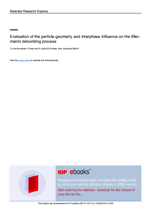 (PDF) Evaluation of the particle geometry and interphase influence on ...