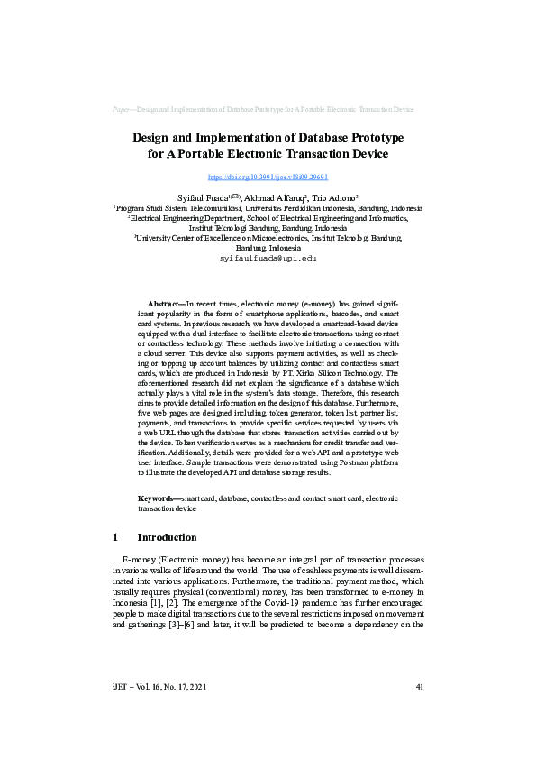 (PDF) Design and Implementation of Database Prototype for A Portable ...