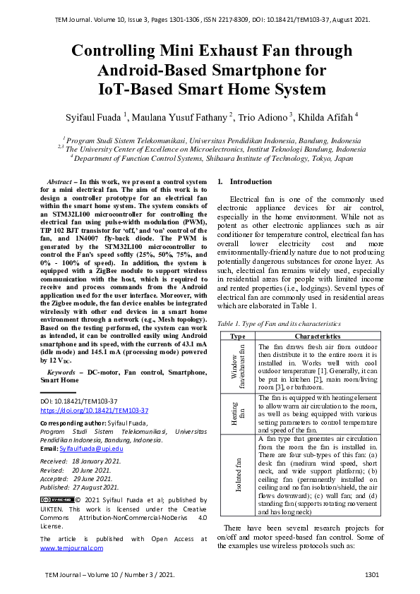 (PDF) Controlling Mini Exhaust Fan through Android-Based Smartphone for ...