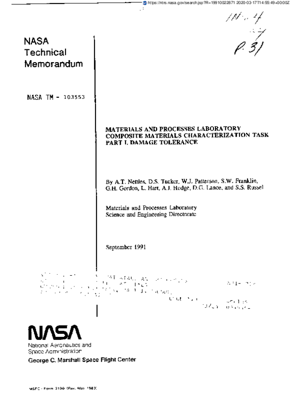 (PDF) Materials and processes laboratory composite materials characterization task, part 1 ...