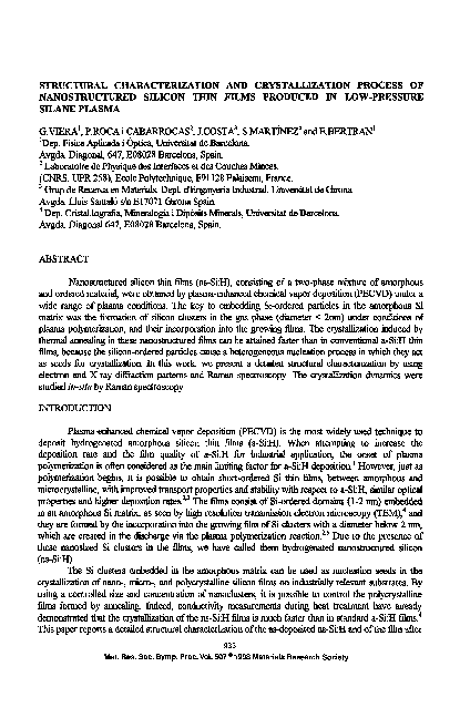 (PDF) Structural Characterization and Crystallization Process of ...