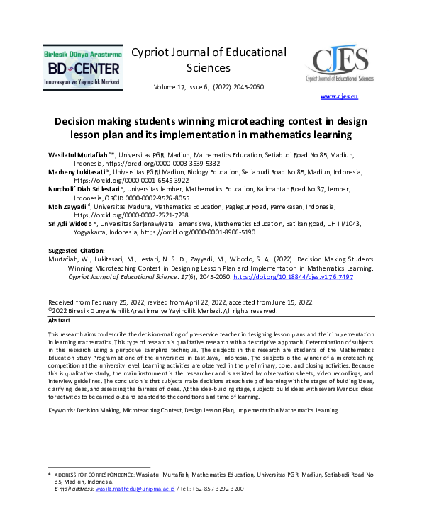 (PDF) Decision making students winning microteaching contest in design ...