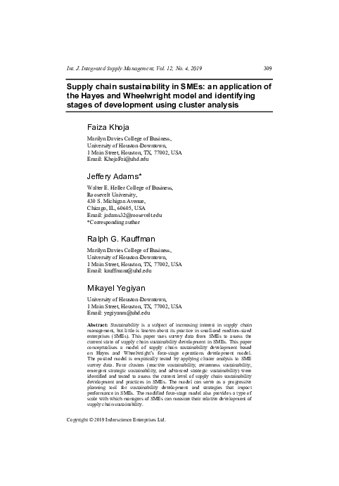 (PDF) Supply chain sustainability in SMEs: an application of the Hayes ...