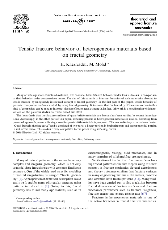 (PDF) Tensile fracture behavior of heterogeneous materials based on fractal geometry