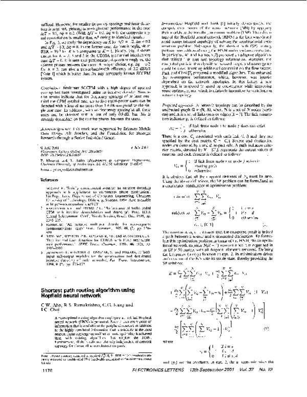 (PDF) Shortest path routing algorithm using Hopfield neural network (PDF) Shortest path routing algorithm using Hopfield neural network