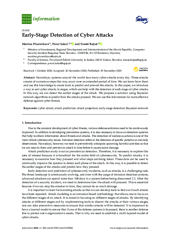 Pdf Early Stage Detection Of Cyber Attacks