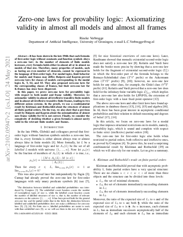 (PDF) Zero-one laws for provability logic: Axiomatizing validity in ...