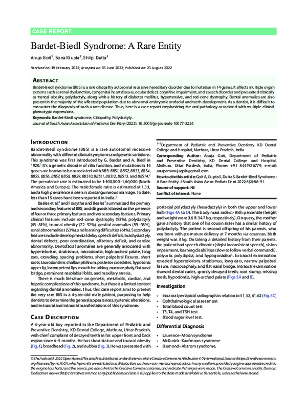 (PDF) Bardet-Biedl Syndrome: A Rare Entity