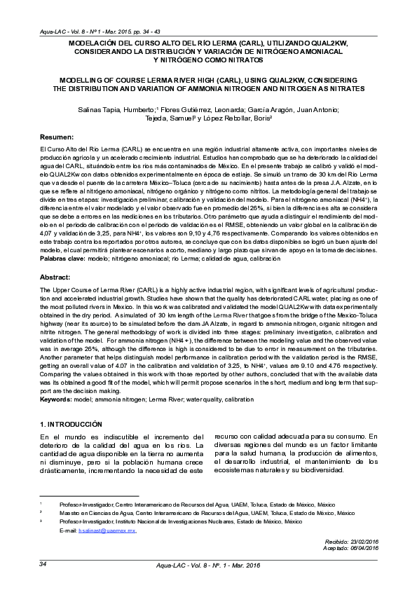 (PDF) Modelación del curso alto del río Lerma (Carl), utilizando ...