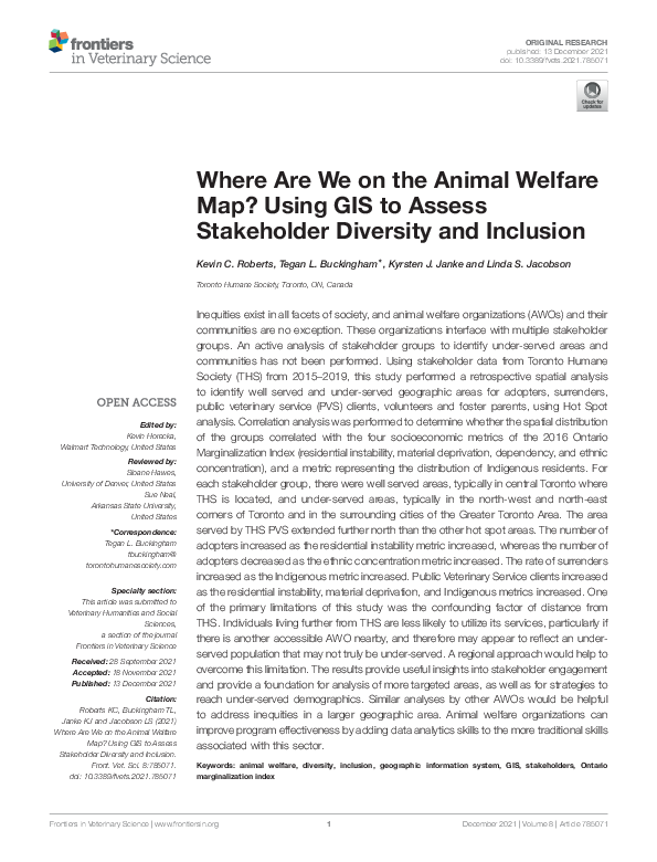 (PDF) Where Are We on the Animal Welfare Map? Using GIS to Assess ...