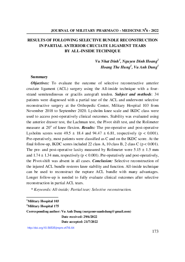 (PDF) Results of following selective bundle reconstruction in partial ...