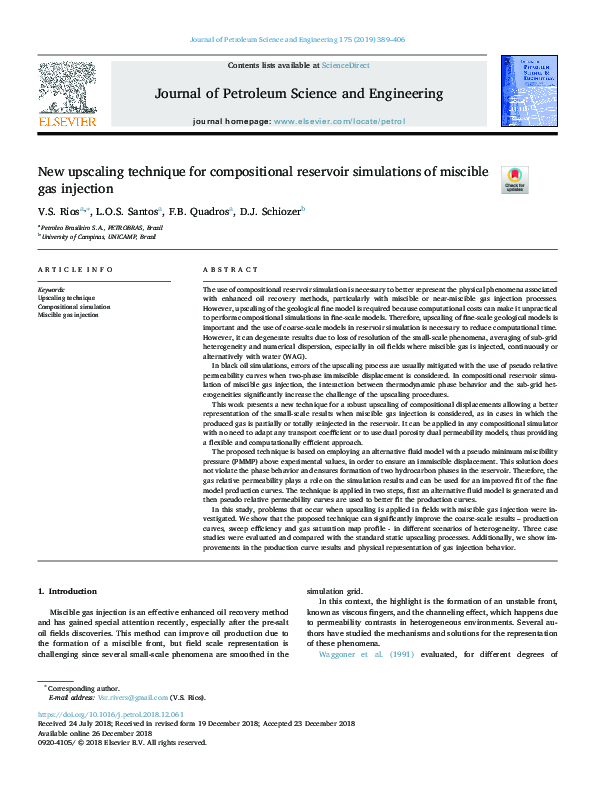 (PDF) New upscaling technique for compositional reservoir simulations ...
