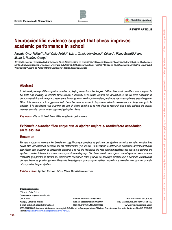 (PDF) Neuroscientific evidence support that chess improves academic ...