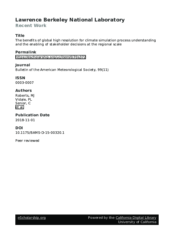 (PDF) The Benefits of Global High Resolution for Climate Simulation ...