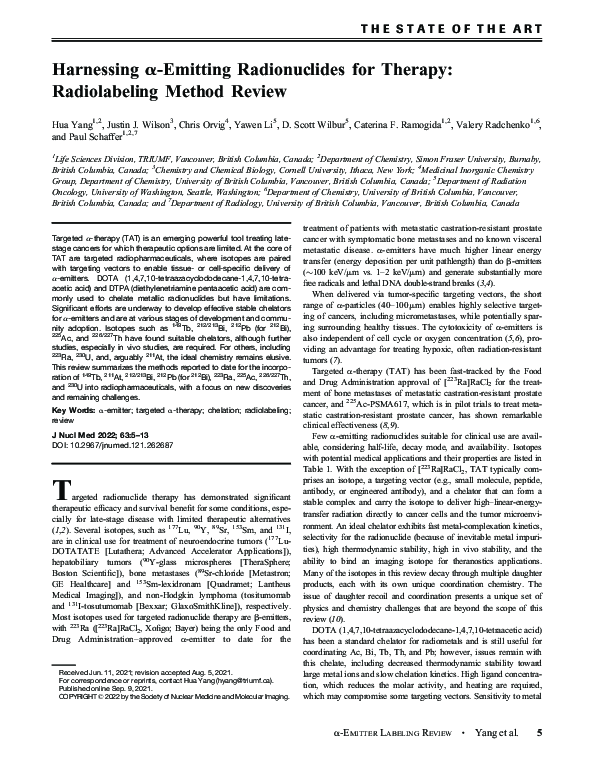 (PDF) Harnessing α-Emitting Radionuclides for Therapy: Radiolabeling ...